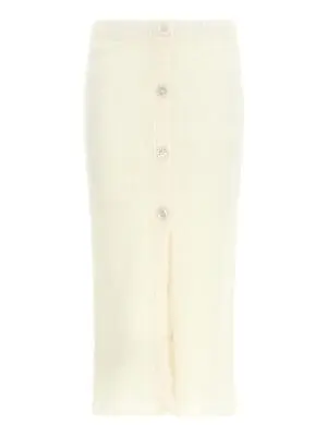Alessandra Rich Carded Mohair Knit Midi Skirt - White