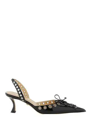 Mach & Mach Crystalized Corset Slingbacks - Black