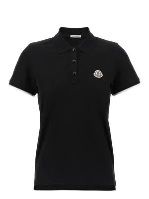 Moncler Logo Patch Polo Shirt - Black