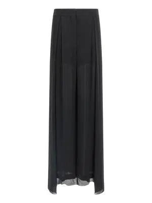 Alberta Ferretti Silk Georgette Palazzo Pants - Black