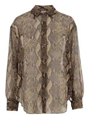Aspesi Python Print Silk Shirt - Red