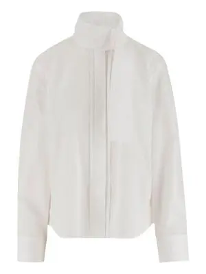 PATOU High Collar Cotton Ascot Shirt - White