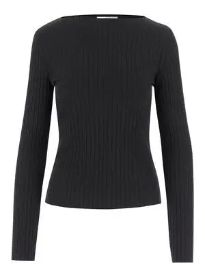 Vince Stretch Cotton Blend Sweater - Black
