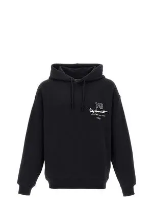 Y3 Graphic Brushed Cotton Hoodie - Black