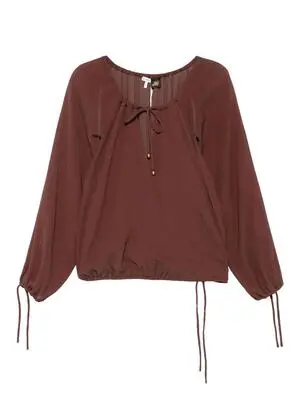 Loewe Cotton And Silk Blend Blouse - Brown