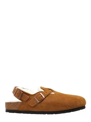 BIRKENSTOCK Tokio Shearling Suede Slippers - Leather Brown