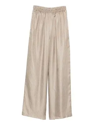 Max Mara Wide Leg Silk Blend Trousers - Brown