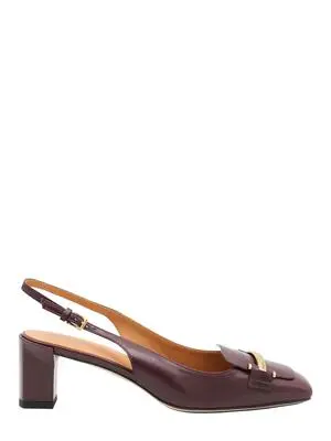 TOD'S Leather Slingback Pumps - Brown