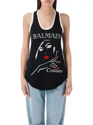 Balmain Beauty Print Tank Top - Black