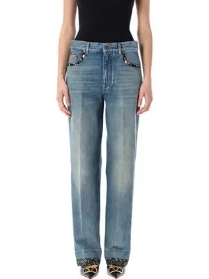 Valentino Garavani Straight Leg Jeans - Medium Blue