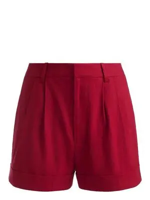 Alice + Olivia Conry Linen Blend Shorts - Red