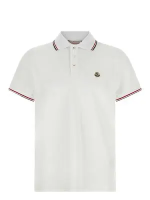 Moncler Piqué Cotton Polo Shirt - White