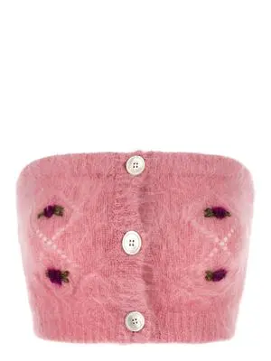 Alessandra Rich Carded Mohair Top - Pink