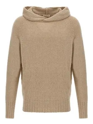 MA'RY'YA Hooded Cashmere Blend Sweater - Beige