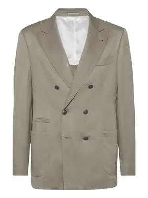 Brunello Cucinelli Silk And Linen Jacket - Kaki