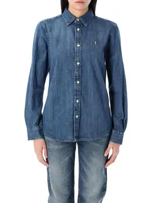 Polo Ralph Lauren Slim Fit Cotton Denim Shirt - Blue