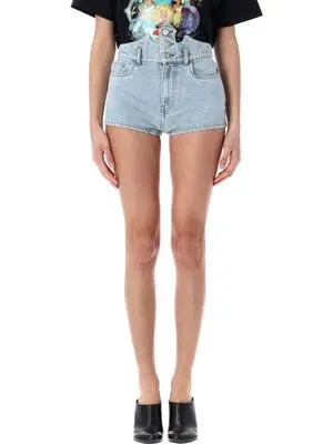 Coperni Crown Denim Shorts - Blue Bleached
