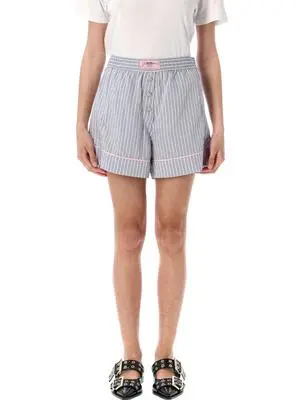 GANNI Striped Shorts - Light Blue Striped