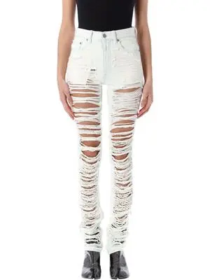 MAISON MARGIELA Ripped Straight Jeans - White