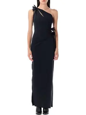 Coperni Asymmetric Flower Gown - Black