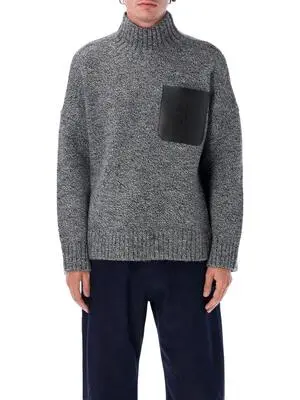 JW Anderson Wool And Alpaca Jumper With Leather Pocket - Grey