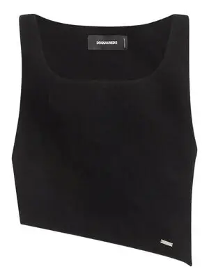 Dsquared2 Asymmetric Crop Top - Black