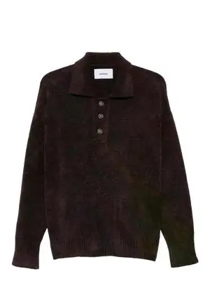 BONSAI Textured-knit Polo Sweater - Brown