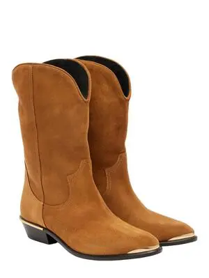 Isabel Marant Elbana Suede Cowboy Boots - Brown