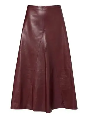 FFORME Leather Midi Skirt - Burgundy