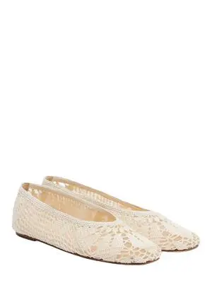 Magda Butrym Crochet Square-toe Ballet Flats - White