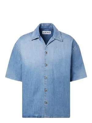Loewe Anagram Denim Bowling Shirt - Blue