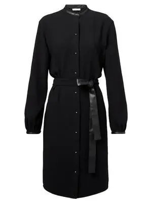 Vince Faux Leather-trimmed Shirt Dress - Black
