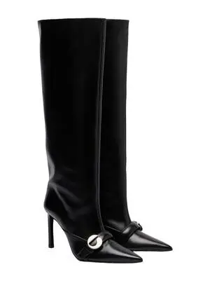Coperni Logo Leather Knee-high Boots - Black