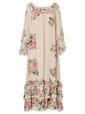 Chloé Floral Silk Crêpe De Chine Maxi Dress - Beige