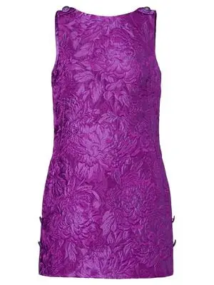 Dolce & Gabbana Floral Brocade Minidress - Purple