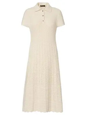Loro Piana Arola Knitted Cotton Polo Dress - White