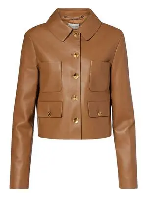 Altuzarra Astley Cropped Leather Jacket - Brown