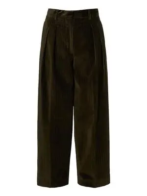 Altuzarra Dash Cotton Corduroy Barrel-leg Pants - Green