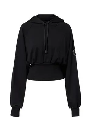 Adidas By Stella McCartney Cropped Organic Cotton Jersey Hoodie - Black