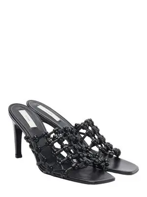 TOTEME Woven Leather Square Toe Sandals - Black