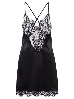 Dolce & Gabbana Lace-trimmed Satin Slip Dress - Black