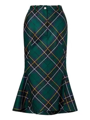Alexander McQueen Tartan Wool Midi Skirt - Multicoloured