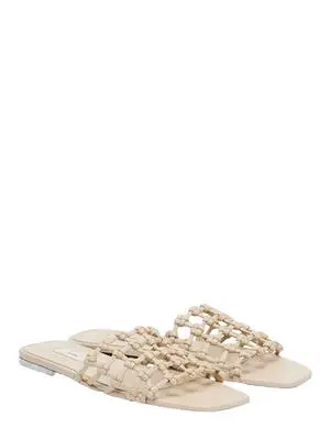 TOTEME Woven Leather Slides - Beige