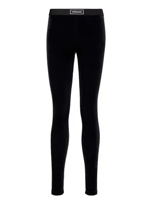 Versace Logo Jersey Leggings - Black