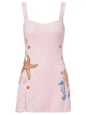 CLIO PEPPIATT Marina Embellished Minidress - Pink