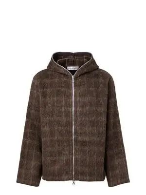 Our Legacy Checked Wool Zip-up Hoodie - Brown