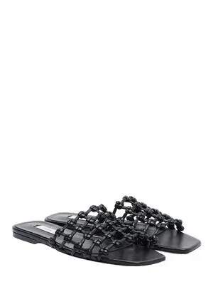 TOTEME Woven Leather Slides - Black