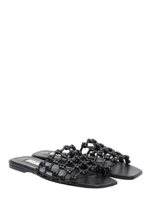 TOTEME Woven Leather Slides - Black