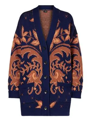 Etro Jacquard Wool Cardigan - Blue