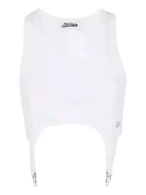 Jean Paul Gaultier Ribbed-knit Garter Tank Top - White